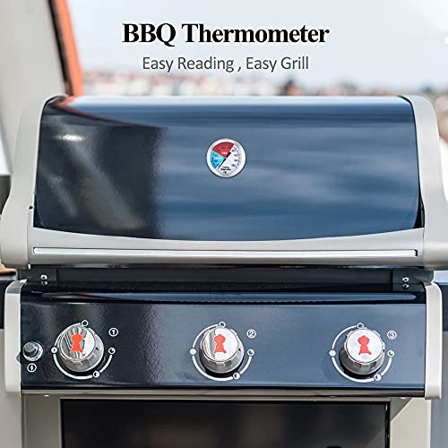 3 Inch BBQ Temperature Gauge Barbecue Charcoal Grill Smoker Temp Gauge Pit, Stainless Steel Fahrenheit Thermometer and Heat Indicator Replacement for Cooking Meat Port Beef Lamb, 1 Pack