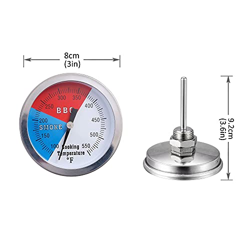 3 Inch BBQ Temperature Gauge Barbecue Charcoal Grill Smoker Temp Gauge Pit, Stainless Steel Fahrenheit Thermometer and Heat Indicator Replacement for Cooking Meat Port Beef Lamb, 1 Pack
