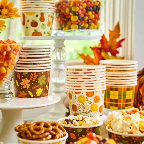 ROYAL BLUEBONNET Disposable Fall Bowls β 48 8oz Fall Themed Bowls for Thanksgiving Soup Bowls, Paper Bowls for Chili, Halloween Snack Cups, Pumpkin Soup Bowls, Fall Party Supplies, Fall Dessert Bowls