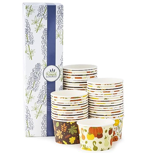 ROYAL BLUEBONNET Disposable Fall Bowls β 48 8oz Fall Themed Bowls for Thanksgiving Soup Bowls, Paper Bowls for Chili, Halloween Snack Cups, Pumpkin Soup Bowls, Fall Party Supplies, Fall Dessert Bowls