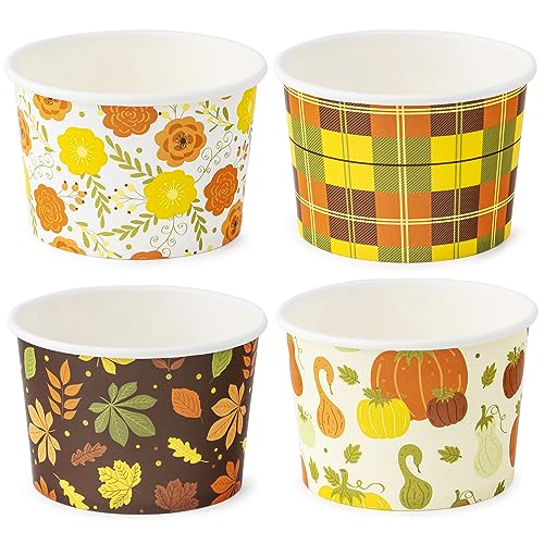 ROYAL BLUEBONNET Disposable Fall Bowls β 48 8oz Fall Themed Bowls for Thanksgiving Soup Bowls, Paper Bowls for Chili, Halloween Snack Cups, Pumpkin Soup Bowls, Fall Party Supplies, Fall Dessert Bowls