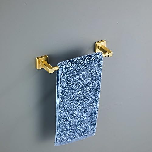 Wall Mounted Towel Rack for Bathroom, Brushed Gold Towel Bar with Stainless Rack and Hand Towel Holder, Bathroom Towel Racks and Shower Towel Rack (Gold, 12 Inch)…