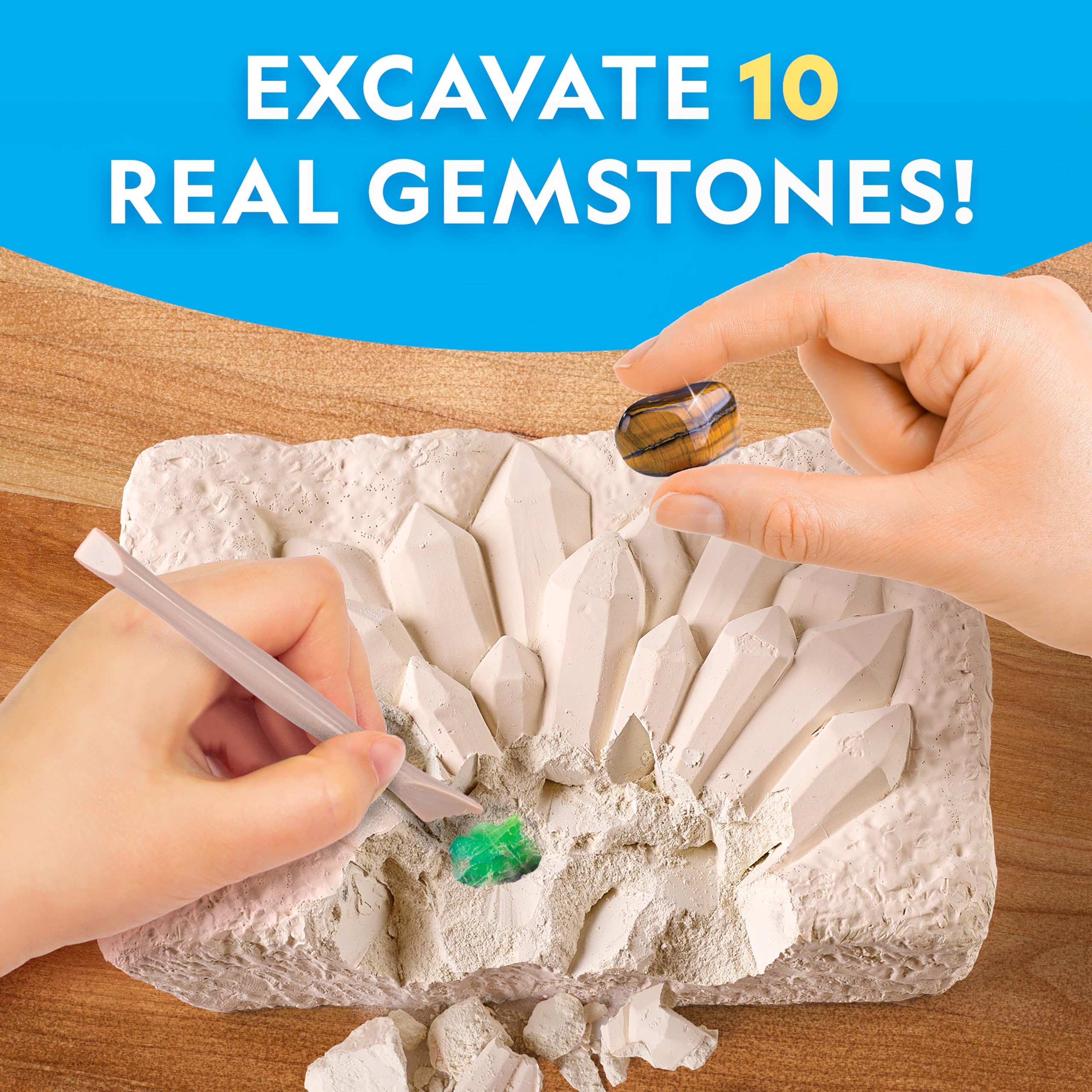 NATIONAL GEOGRAPHIC Gemstone Dig Kit β Dig Up 10 Real Gemstones and Crystals, Science Kit for Kids, Gem Digging Kit, Gift for Girls and Boys, Mining Kit, Rock Collection