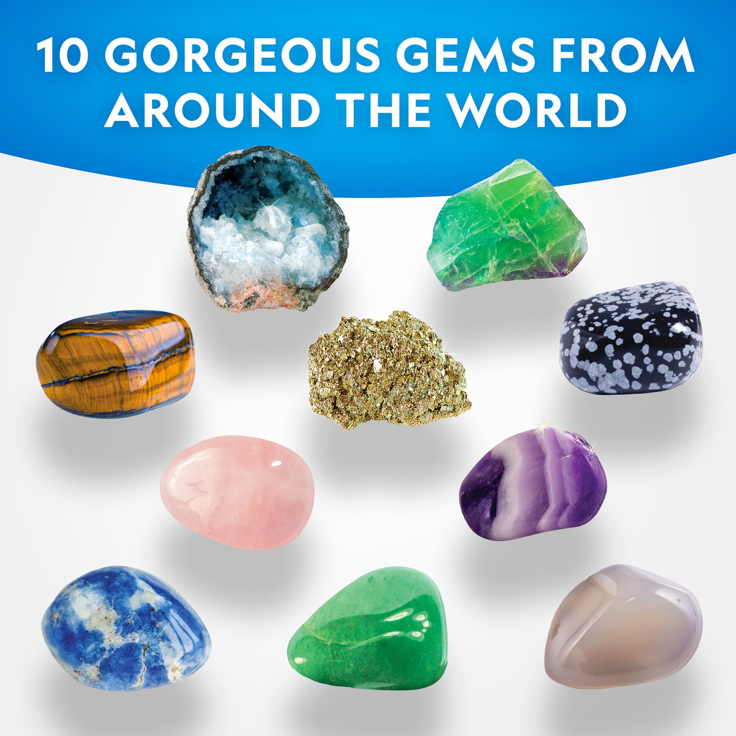 NATIONAL GEOGRAPHIC Gemstone Dig Kit β Dig Up 10 Real Gemstones and Crystals, Science Kit for Kids, Gem Digging Kit, Gift for Girls and Boys, Mining Kit, Rock Collection