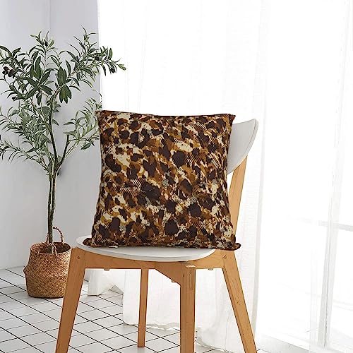 Pillowcase 16"X16" Square Decorative Throw Pillow Case Cushion Cover for Sofa Couch Car Home - Abstract Leopard Skin Dots Camo