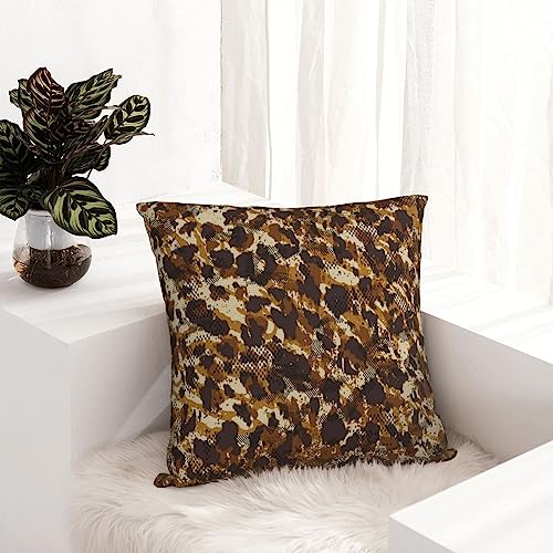 Pillowcase 16"X16" Square Decorative Throw Pillow Case Cushion Cover for Sofa Couch Car Home - Abstract Leopard Skin Dots Camo