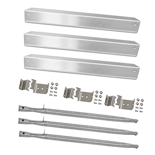 Kalomo Grill Heat Plates Shields Gas Grill Burners BBQ Grill Replacement Parts for Chargriller 3001 5050, 5650, 5252, 3008, 3030, 4000, King Griller 3008, 5252, Burner Pipe Tube with Hanger Brackets