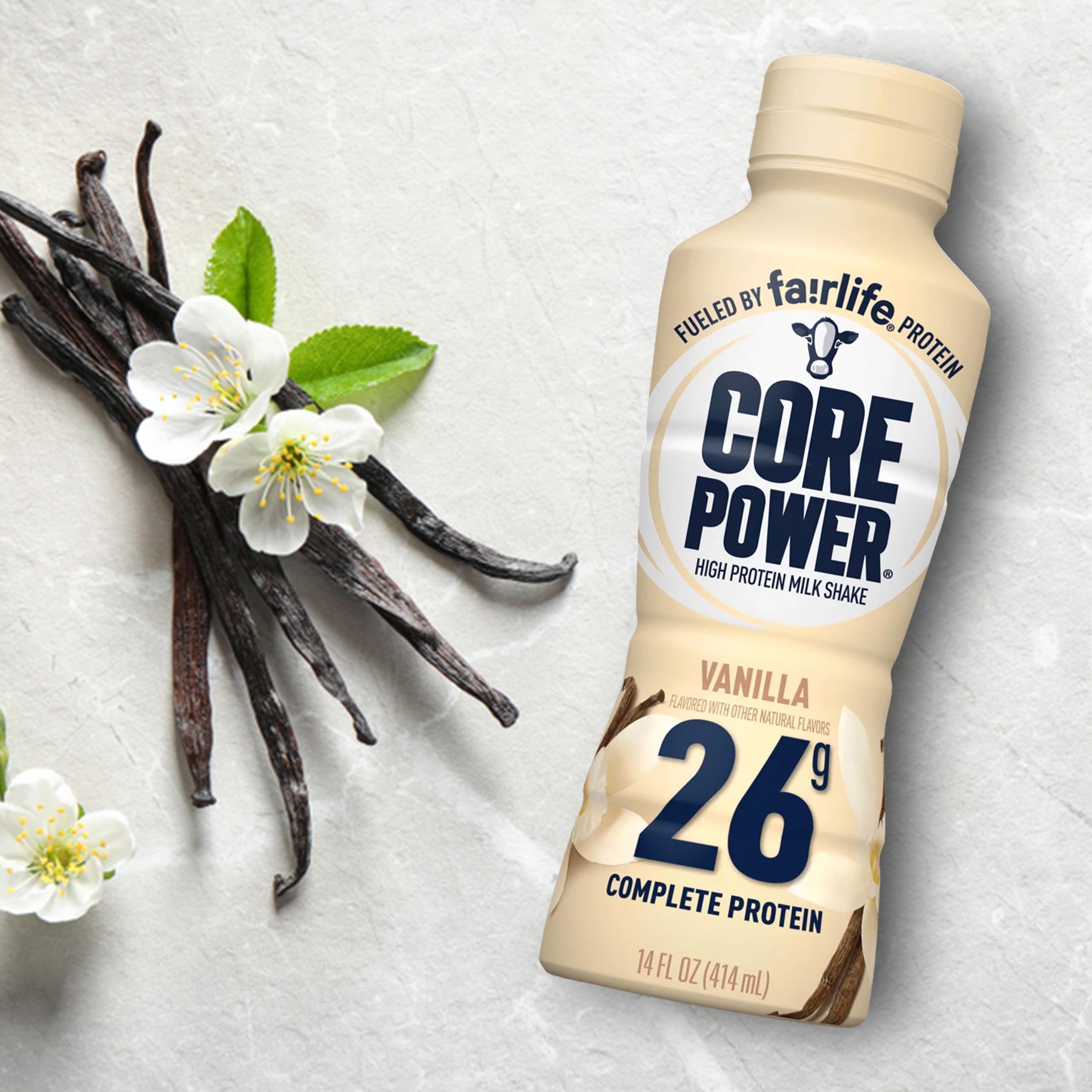 Core Variety Power Elite High Protein Shakes (26 Grams) 14 Oz. in The Award Box Packaging (Chocolate Vanilla Strawberry, 6 Pack)