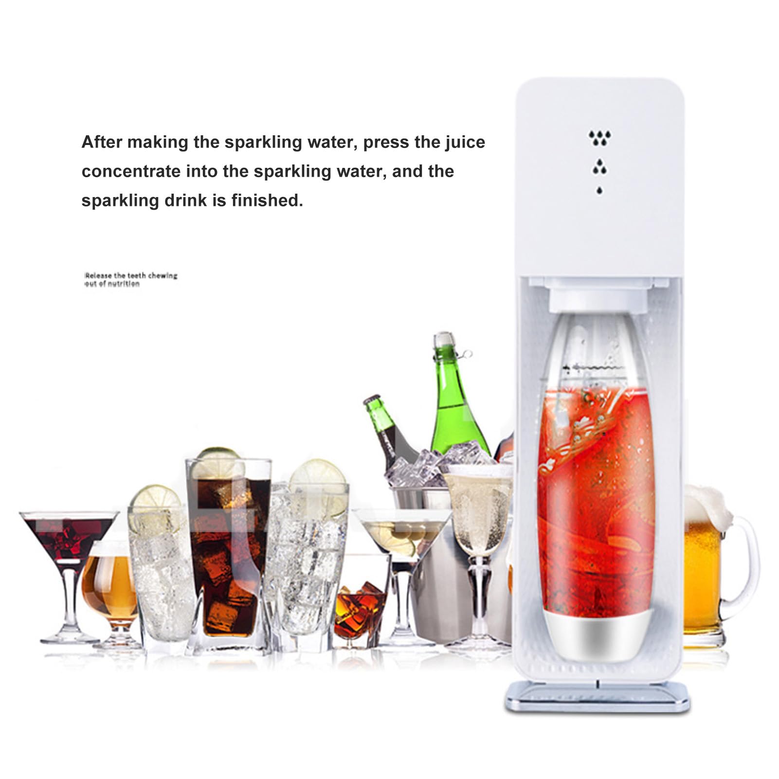 Sparkling Water Maker, Bubble Soda Maker, Easy to Operate Sparkling Water Maker, Desktop Household Commercial Carbonated Beverage Machine for DIY Bubble Fruit