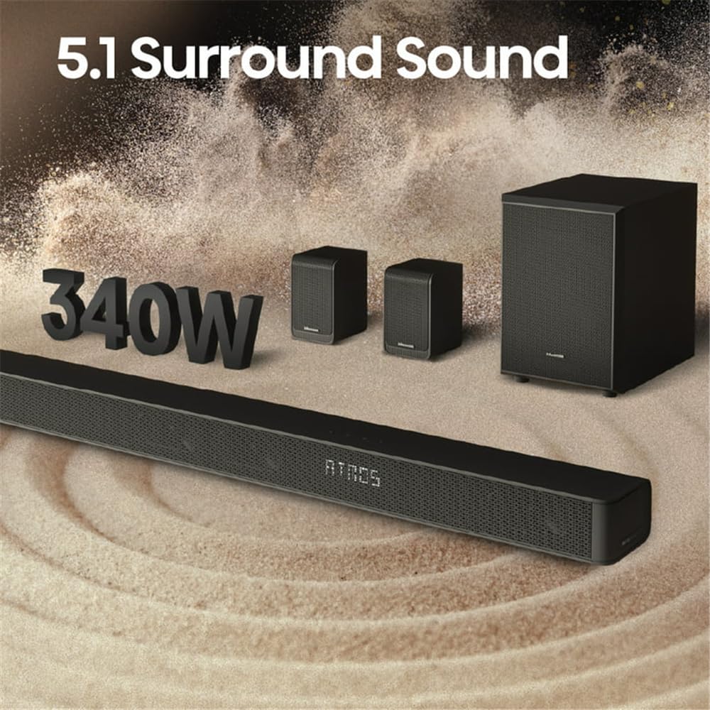 Hisense 5.1 Channel Soundbar with Wireless Subwoofer AX5100G - Black (Renewed)