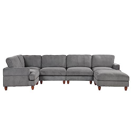 ERYE Oversized Modular Sectional Sofa Couch with Movable Ottoman Can be Freely Combined into Sofabed,L-Shaped & U-Shaped,Low Back Corner Sectional&Couch for Home Apartment Living Room