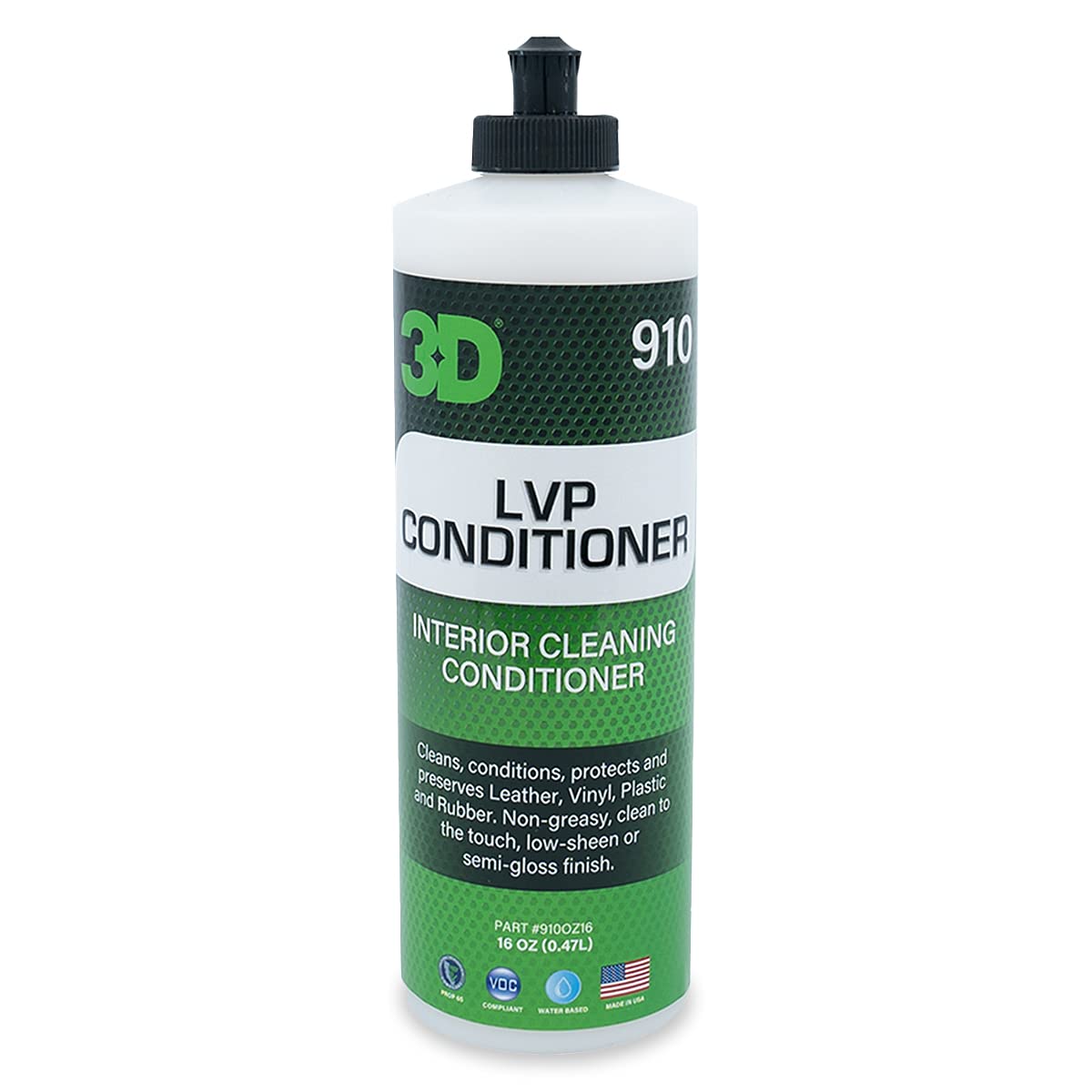 3D Leather, Vinyl & Plastic Conditioner - Restores, Conditions & Protects for Extended Life & Appearance - Great for Seats, Steering Wheels, Door Panels - Car, Office, Home Use 16oz.
