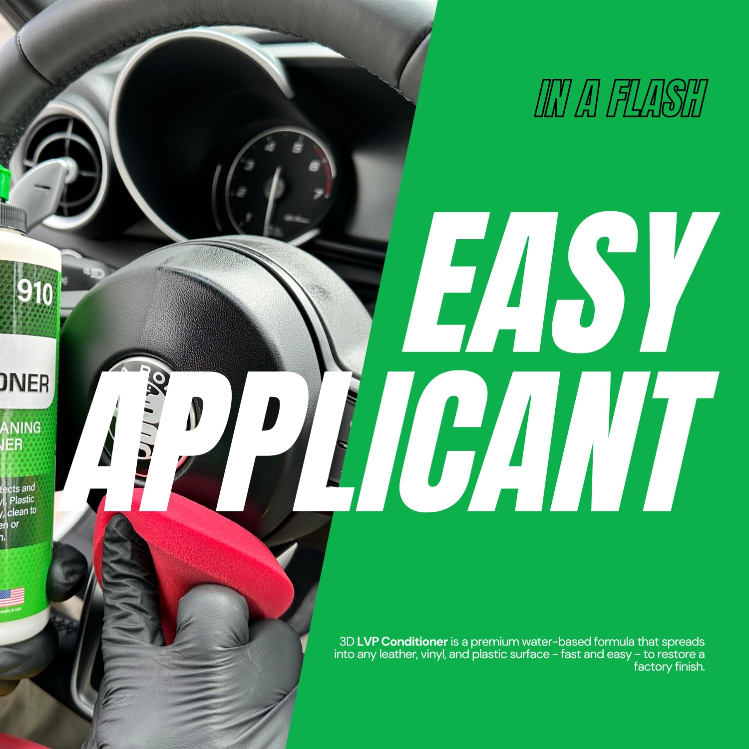 3D Leather, Vinyl & Plastic Conditioner - Restores, Conditions & Protects for Extended Life & Appearance - Great for Seats, Steering Wheels, Door Panels - Car, Office, Home Use 16oz.