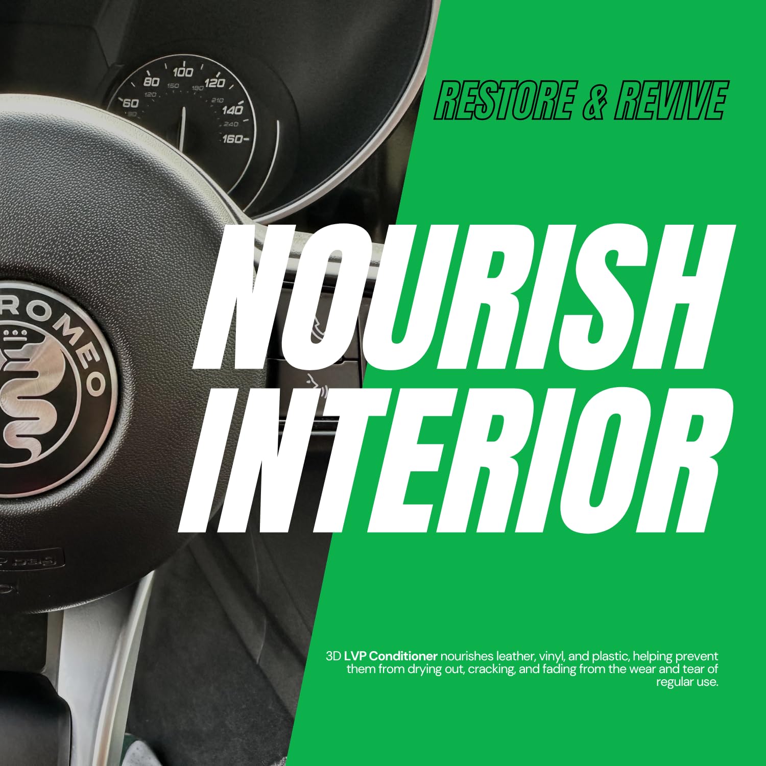 3D Leather, Vinyl & Plastic Conditioner - Restores, Conditions & Protects for Extended Life & Appearance - Great for Seats, Steering Wheels, Door Panels - Car, Office, Home Use 16oz.