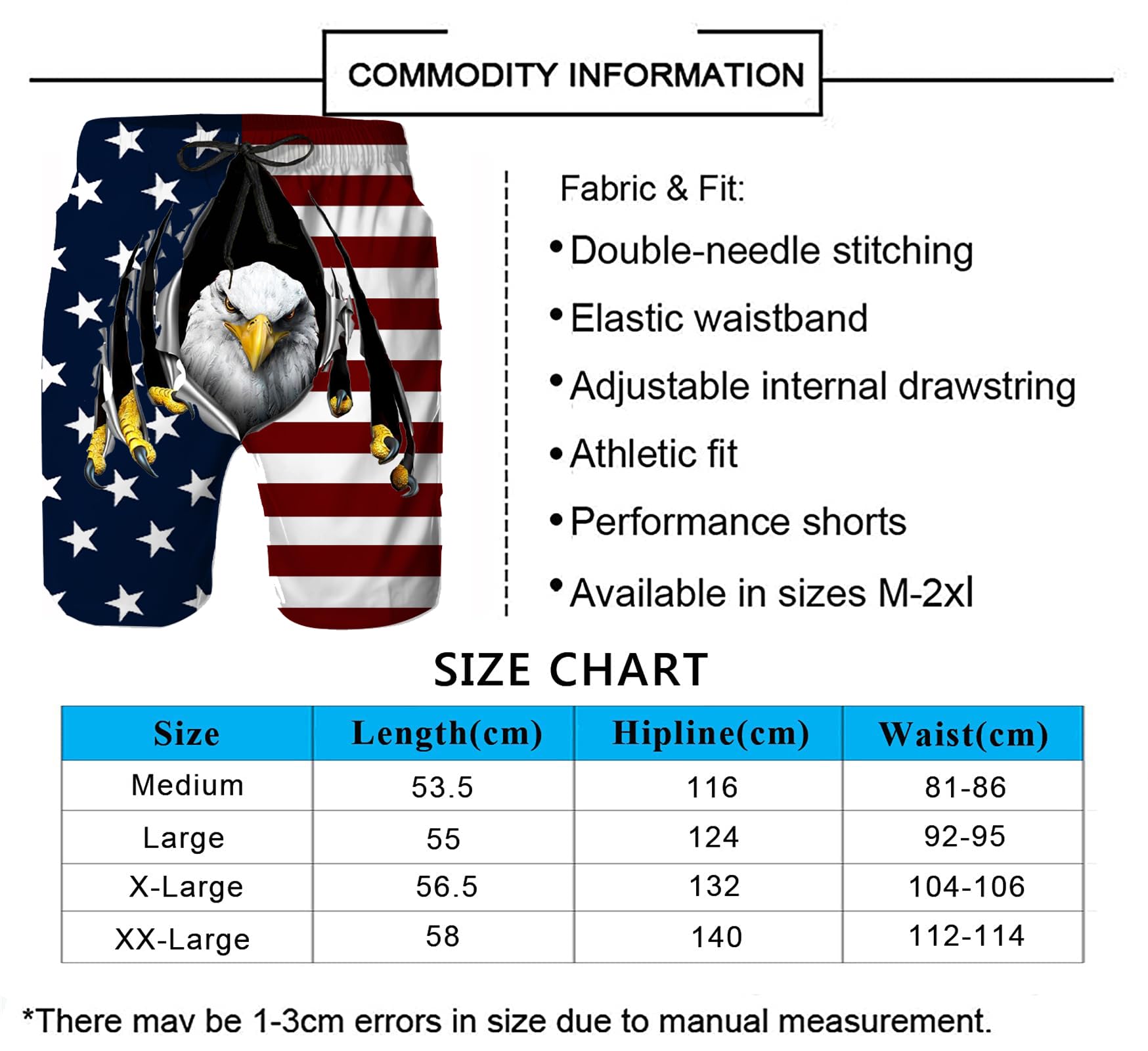 Heucapc Men's American Flag Swim Trunks Quick Dry Swimming Trunks Patriotic Beach Shorts with Mesh Lining and Pockets M