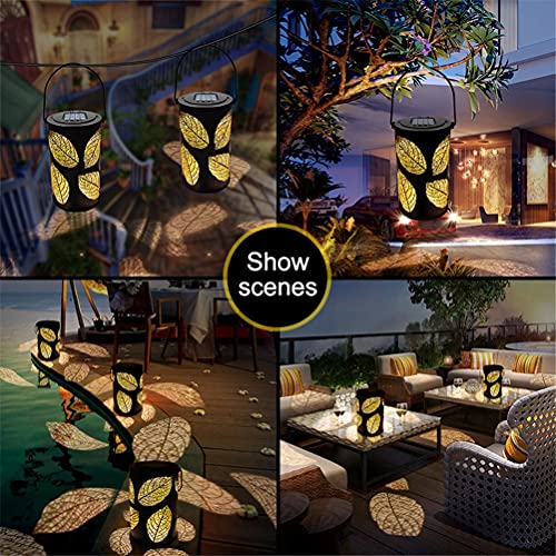 DANN Solar Hanging Lanterns Outdoor Waterproof Leaf Solar Lights Decorative Metal Solar Lantern Tabletop Lamp for Garden Yard Desk (Size : 1pcs)