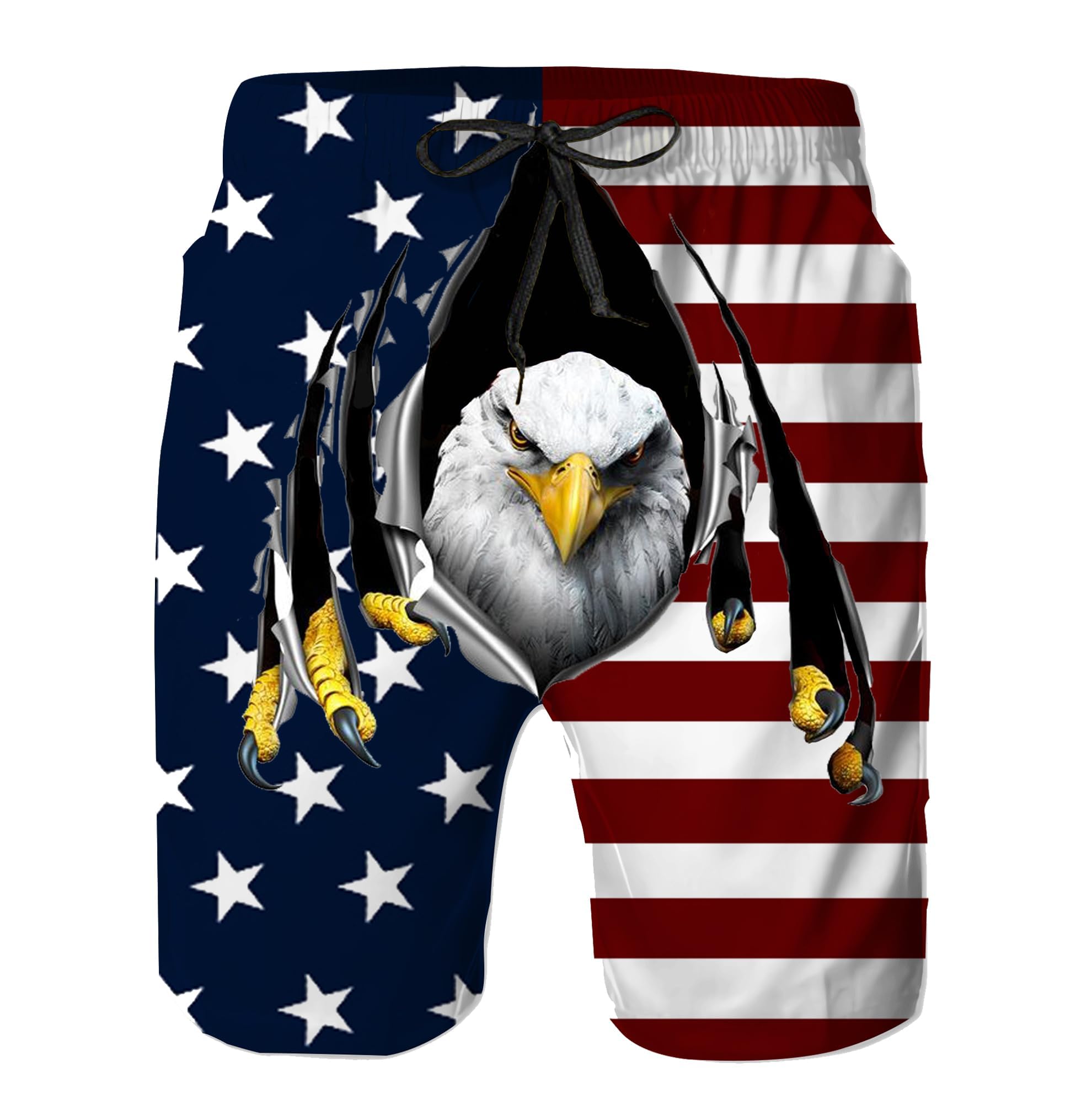 Heucapc Men's American Flag Swim Trunks Quick Dry Swimming Trunks Patriotic Beach Shorts with Mesh Lining and Pockets M
