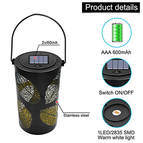 DANN Solar Hanging Lanterns Outdoor Waterproof Leaf Solar Lights Decorative Metal Solar Lantern Tabletop Lamp for Garden Yard Desk (Size : 1pcs)