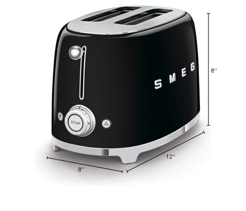 SMEG 2 Slice Toaster with Sandwich Racks, Black