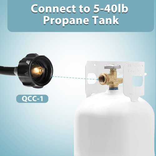 SHINESTAR 12FT Propane Extension Hose with Gauge, Propane Tank Extension Hose for RV, Gas Grill, Stove, Heater, Fire Pit and More