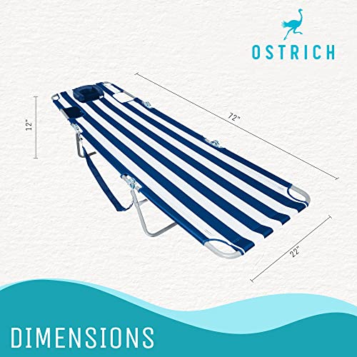 Ostrich Chaise Lounge Blue and White Striped 77.16 x 24.6 x 13.4 inches assembled