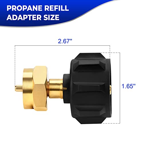 GasSaf Propane Refill Adapter 1 to 20 lb Cylinder Tank Coupler Universal for Type 1 QCC1 Propane Cylinder and One Pound Throwaway Disposable Bottle - Solid Brass(2 PCS