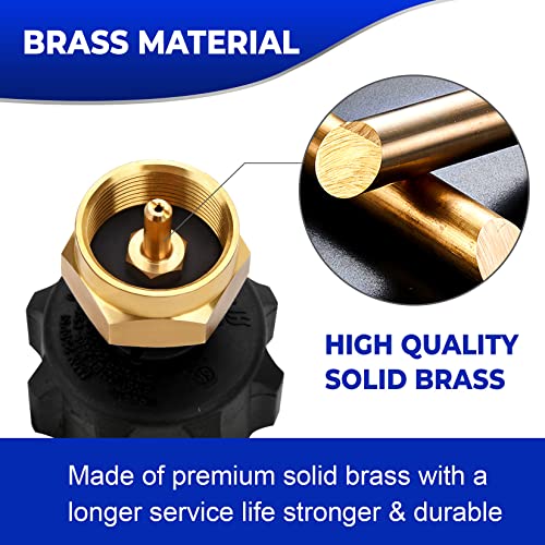 GasSaf Propane Refill Adapter 1 to 20 lb Cylinder Tank Coupler Universal for Type 1 QCC1 Propane Cylinder and One Pound Throwaway Disposable Bottle - Solid Brass(2 PCS