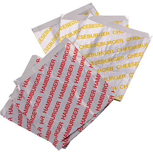 Retro, Grease Proof Burger Wrappers Combo 200pk. Insulated, Pro Quality Bulk Hamburger and Cheeseburger Bags are BPA Free. Large, Allergen Friendly BBQ Foil Paper Great Cooking Supply For Themed Party