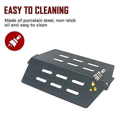Uniflasy 7622 Heat Deflector for Weber Genesis 300 Series, Genesis E310 E320 E330 S310 S320 S330 Grill Parts with Front Control Knobs (2011 & Newer), Porcelain Steel Flavor Bar for Weber 65505 62756