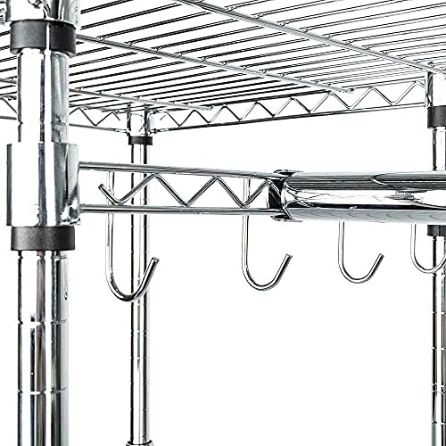 Custom Closet Organizer Shelves System Kit Expandable Clothes Storage Metal Rack,Classics Closet Garment Organizer with Metal Hanging Rod Wardrobe Storage System w/Steel Shelves