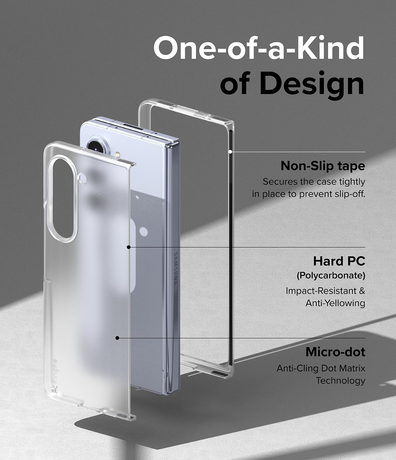 Ringke Slim [Prevents Oily Smudges] Compatible with Samsung Galaxy Z Fold 5 Case, Anti-Fingerprint Technology Smudge Proof Translucent Phone Cover for Women, Men - Matte Clear