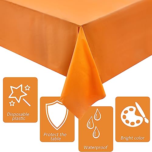 Patelai 24 Pcs Thanksgiving Disposable Plastic Tablecloth Fall Tablecloth for Rectangle Tables Waterproof Table Cover for Thanksgiving Fall Party Decoration, 54 x 108 Inch (Orange,Yellow,Brown)