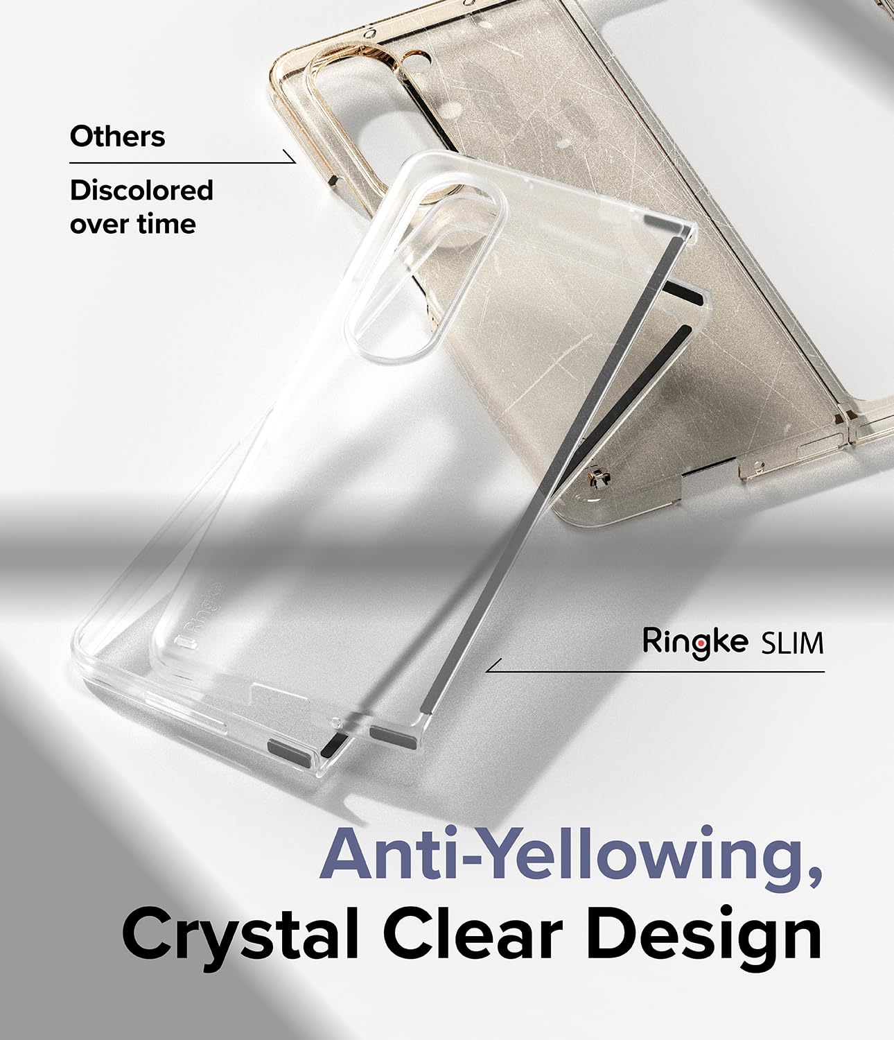 Ringke Slim [Prevents Oily Smudges] Compatible with Samsung Galaxy Z Fold 5 Case, Anti-Fingerprint Technology Smudge Proof Translucent Phone Cover for Women, Men - Matte Clear