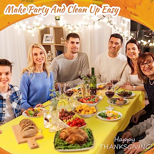 Patelai 24 Pcs Thanksgiving Disposable Plastic Tablecloth Fall Tablecloth for Rectangle Tables Waterproof Table Cover for Thanksgiving Fall Party Decoration, 54 x 108 Inch (Orange,Yellow,Brown)