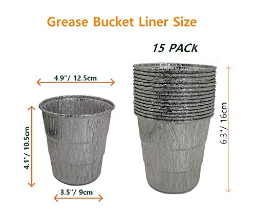 Firsgrill Grease Bucket Liners Replacment Traeger, Z Grill, Green Mountain Pellet Wood Smoker (15, Liners)