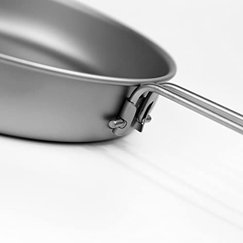 JAHH Titanium Folding Frying Pan Ultralight Cooking Pot Portable Outdoor Camping BBQ Cookware Pot Tableware Cutlery