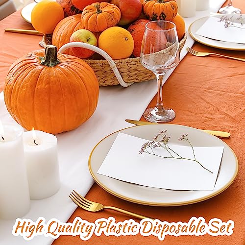 Patelai 24 Pcs Thanksgiving Disposable Plastic Tablecloth Fall Tablecloth for Rectangle Tables Waterproof Table Cover for Thanksgiving Fall Party Decoration, 54 x 108 Inch (Orange,Yellow,Brown)