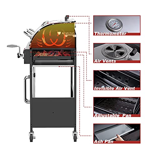 Royal Gourmet ZH3002N 3-Burner 25,500-BTU Dual Fuel Gas and Charcoal Grill Combo, Cabinet Style, Black