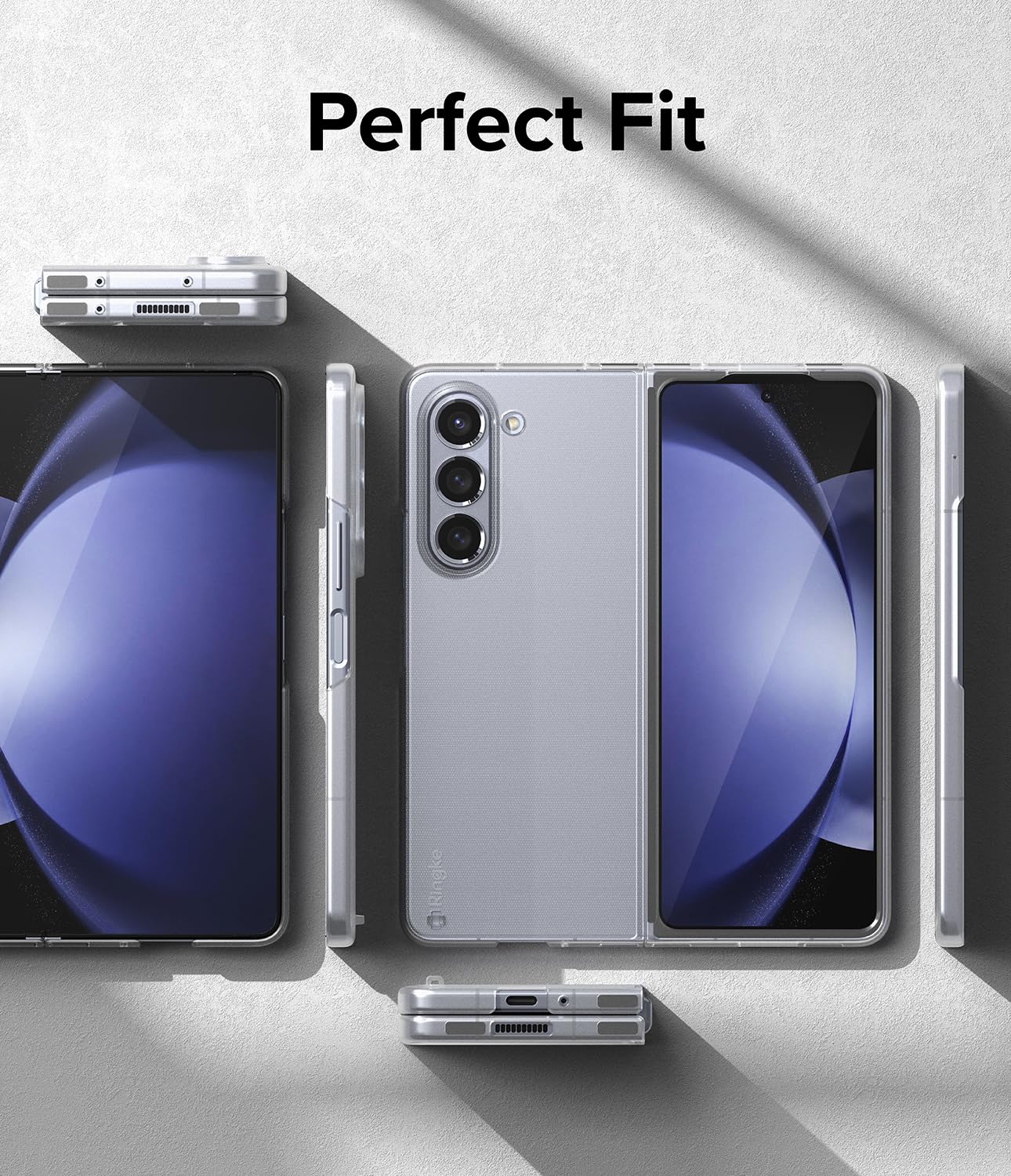 Ringke Slim [Prevents Oily Smudges] Compatible with Samsung Galaxy Z Fold 5 Case, Anti-Fingerprint Technology Smudge Proof Translucent Phone Cover for Women, Men - Matte Clear