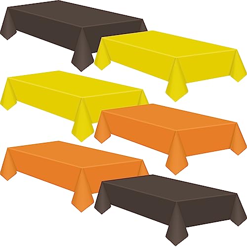Patelai 24 Pcs Thanksgiving Disposable Plastic Tablecloth Fall Tablecloth for Rectangle Tables Waterproof Table Cover for Thanksgiving Fall Party Decoration, 54 x 108 Inch (Orange,Yellow,Brown)
