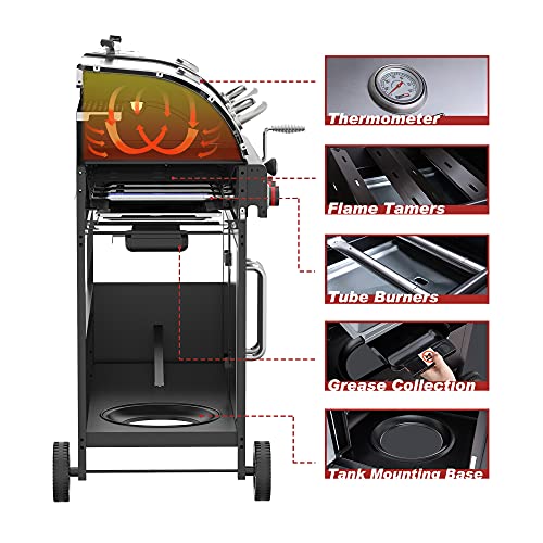 Royal Gourmet ZH3002N 3-Burner 25,500-BTU Dual Fuel Gas and Charcoal Grill Combo, Cabinet Style, Black