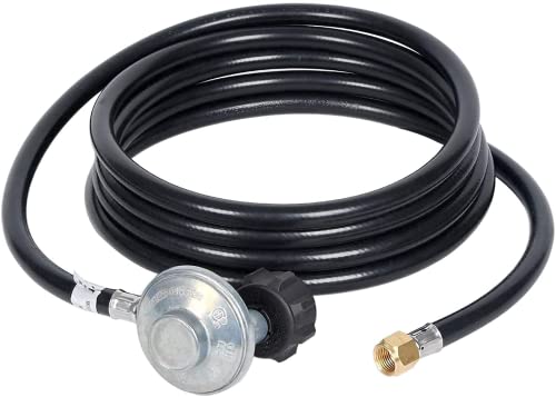 GasSaf 12 FT Propane Regulator Hose Propane Fire Pit Hose Kit for Mr. Heater Propane Heater,Portable Fire Pit, Generator and More, 3/8" Female Flare Nut Connection