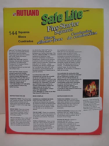 Rutland 50B Safe Lite Fire Starter Squares, 144 Squares (Thrее Рack)