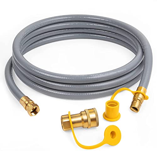 GASPRO 3/8" ID Natural Gas Hose, Low Pressure LPG Hose with Quick Connect, for Weber, Char-broil, Pizza Oven, Patio Heater and More, 12-Foot