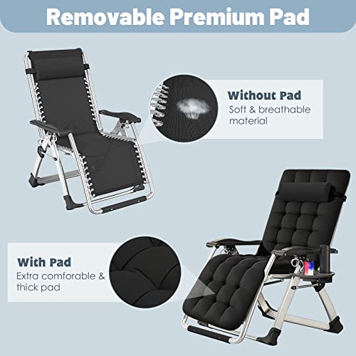 Slsy Zero Gravity Chair, Reclining Lounge Chair with Removable Cushion & Tray for Indoor and Outdoor, Patio Recliner Folding Reclining Chair