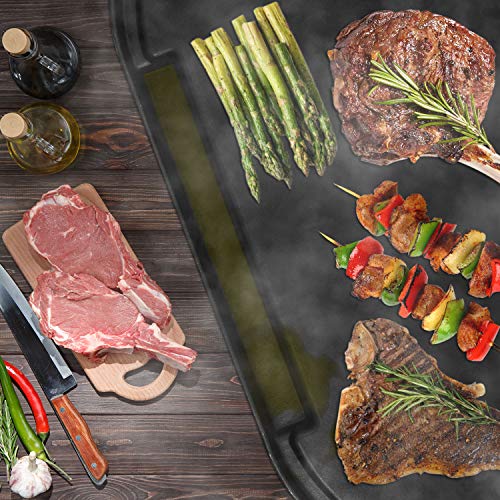 MixRBBQ Cast Iron Griddle with Bag for Coleman RoadTrip Swaptop Grills, Outdoor BBQ Camping Grills Nonstick Cooking Griddle Accessories, Full Size