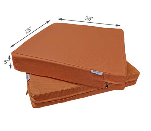 QQbed 4 Pack Outdoor Patio Chair Waterproof Cushion Pillow Seat Duvet Covers 25"X25"X5" - Replacement Covers Only (25"X25"X5" 4 Packs, Rust)