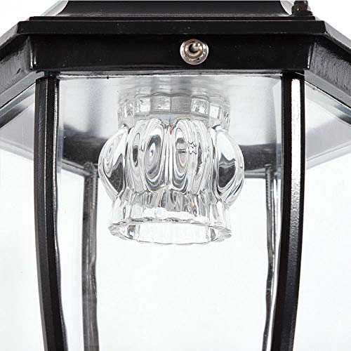 Aluminum Retro Solar Post Cap Light, Outdoor Garden Patio Summit Solar Powered Post Cap Light for Woods Posts (Black)