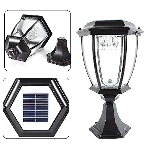 Aluminum Retro Solar Post Cap Light, Outdoor Garden Patio Summit Solar Powered Post Cap Light for Woods Posts (Black)