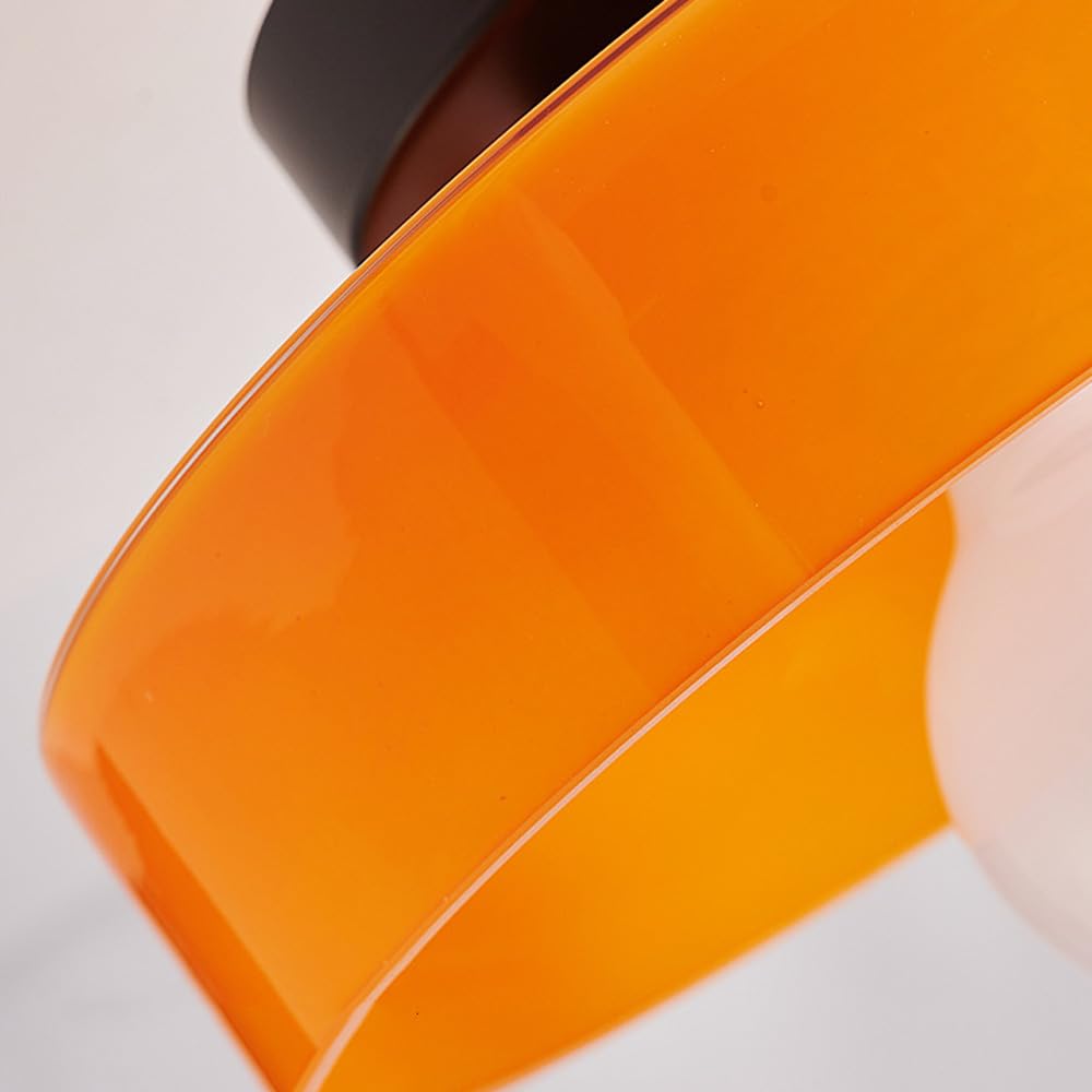ACLBLK Mid Century Orange Glass Semi Flush Mount Ceiling Light with Milk Globe Nordic Modern Green Hallway Lighting Fixtures Round Bedside Wall Mount Lamp for Bedroom Cloakroom Stairway